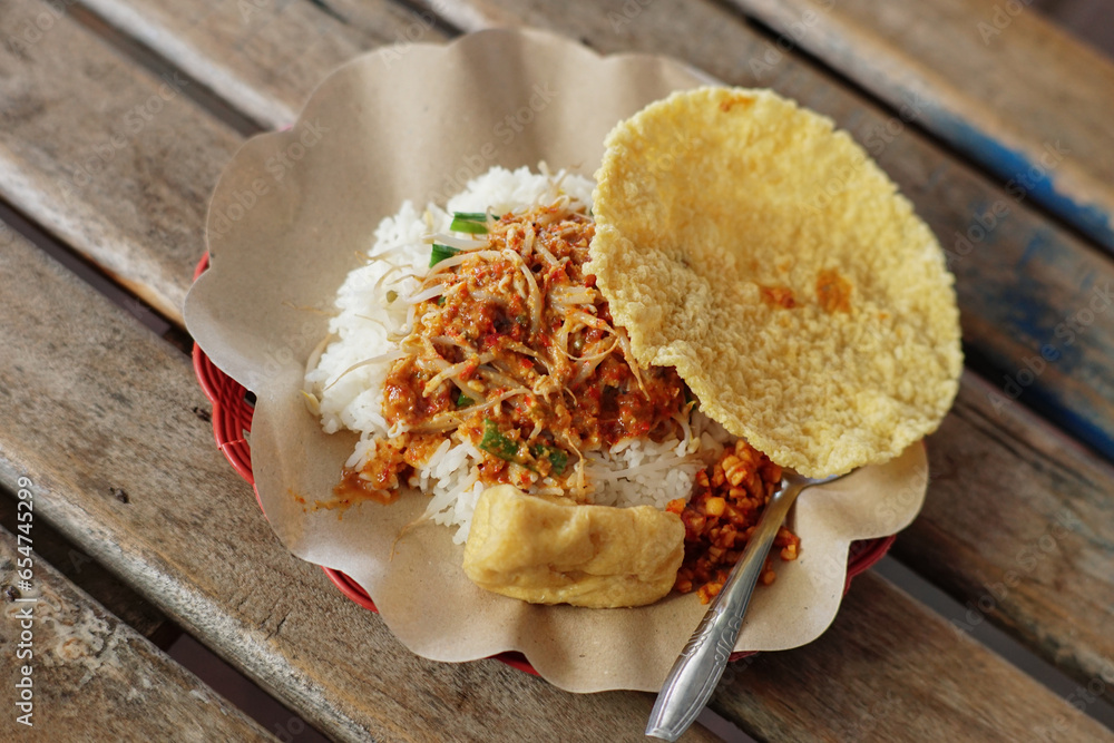 rice pecel ( nasi pecel ) typical Indonesian street food Stock Photo ...