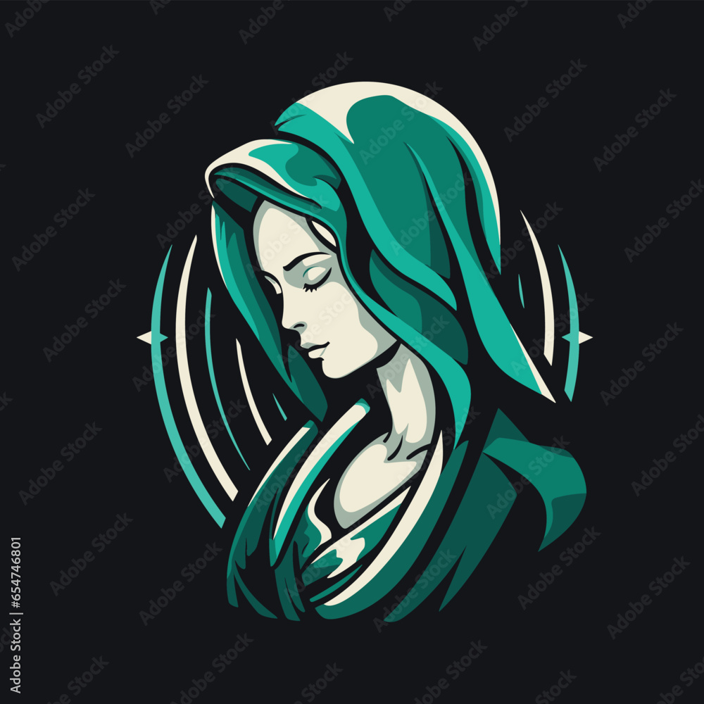 vector illustration of Our Lady Virgin Mary Mother of Jesus, Holy Mary ...