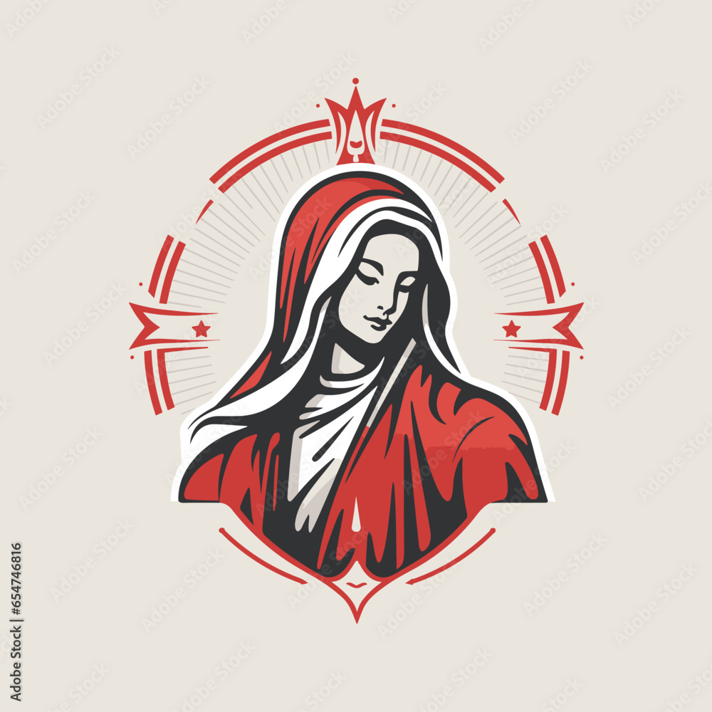 vector illustration of Our Lady Virgin Mary Mother of Jesus, Holy Mary ...