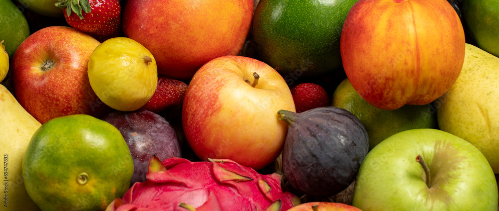 Huge group of fresh fruits. Group of mixed fruits. Shot in a studio ...