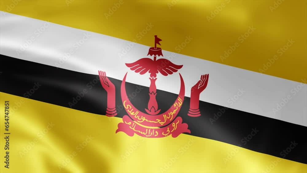 Brunei Darussalam flag is waving 3D animation. Brunei Darussalam flag ...