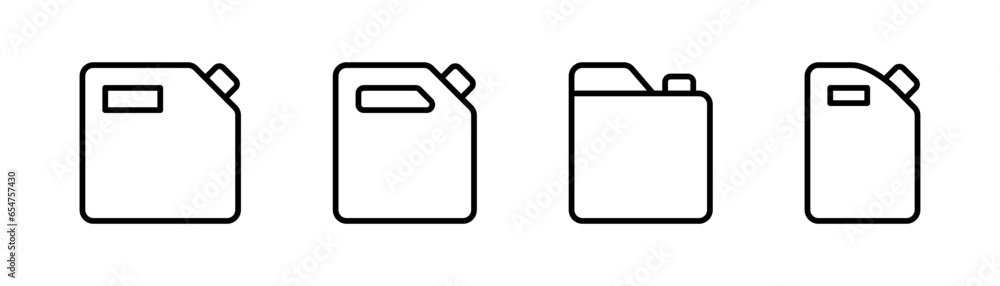 Jerry can line icon. Outline jerry can icon set. Gasoline canister ...