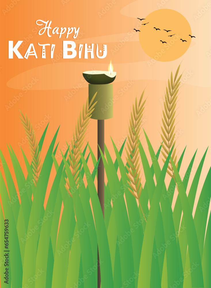 happy kati bihu Assam harvest festival vector poster Stock Vector ...