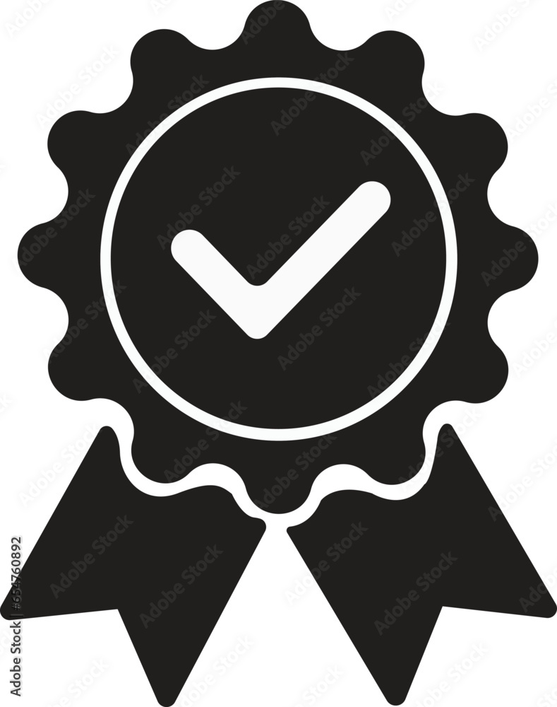 check mark medal icon. concept of minimal consumer control emblem or ...