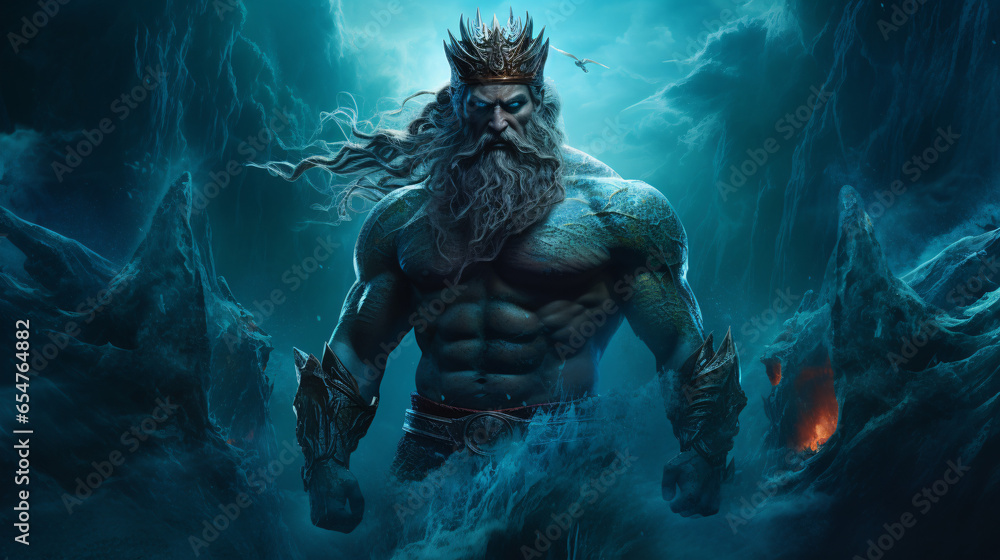 Fantasy Poseidon wallpaper, a mythical and majestic sea deity Stock ...