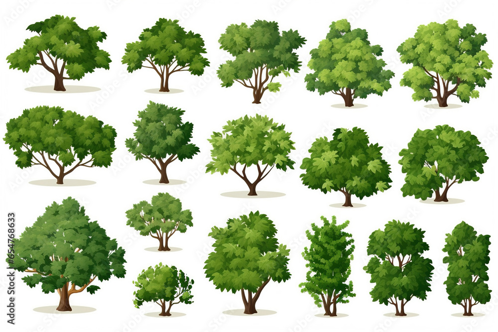 Overhead view of green trees and bushes, vector elements for ...