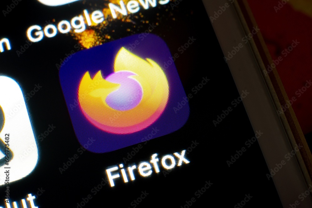Logo of Mozilla Firefox web browser mobila app on iOS smartphone Stock ...