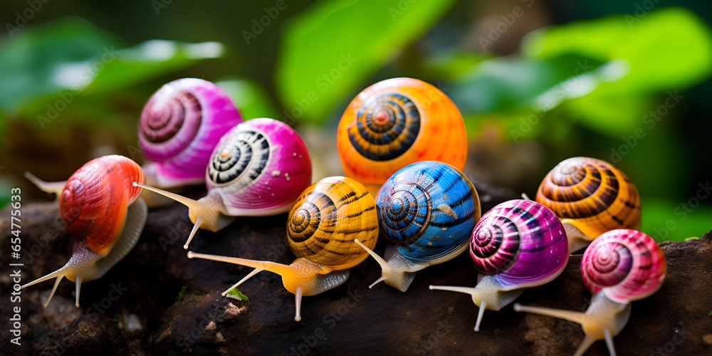 Cuban land snail or Painted snail, World's most colorful land snail from Cuba. Endangered and ...