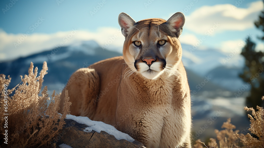 Puma majestoso animal, simbolo de poder e força Stock Illustration ...