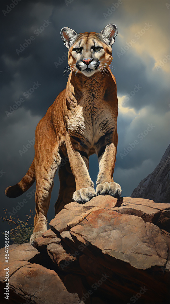 Puma majestoso animal, simbolo de poder e força Stock Illustration ...