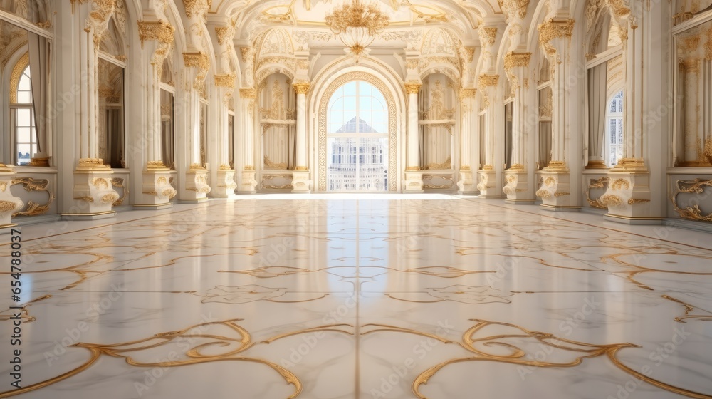 Interior of castle, Beautiful Royal palace white and gold marble ...