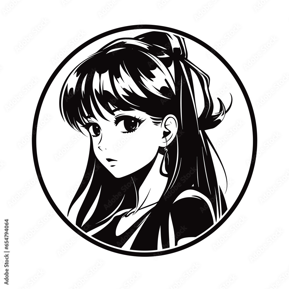Cute Anime girl. Sweet Manga girl vector Hand drawn retro anime kawaii ...