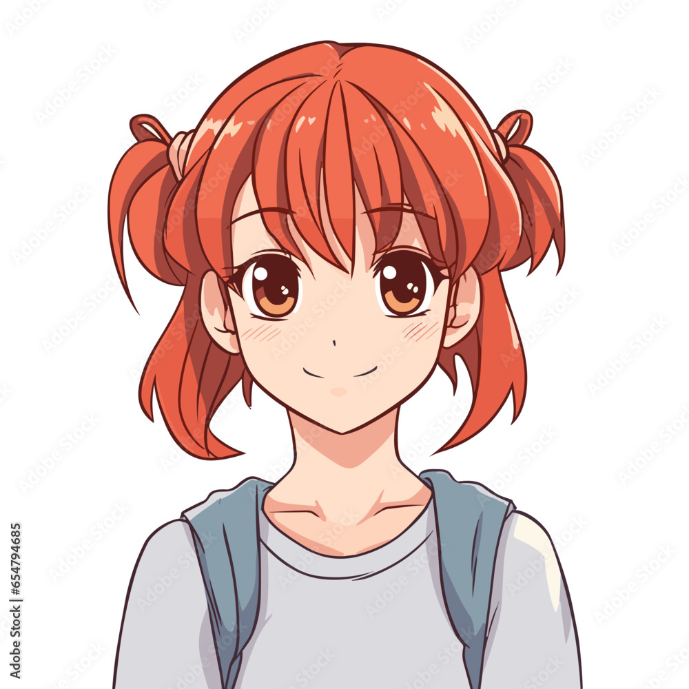 Vetor do Stock: Cute Anime girl. Sweet Manga girl vector Hand drawn ...