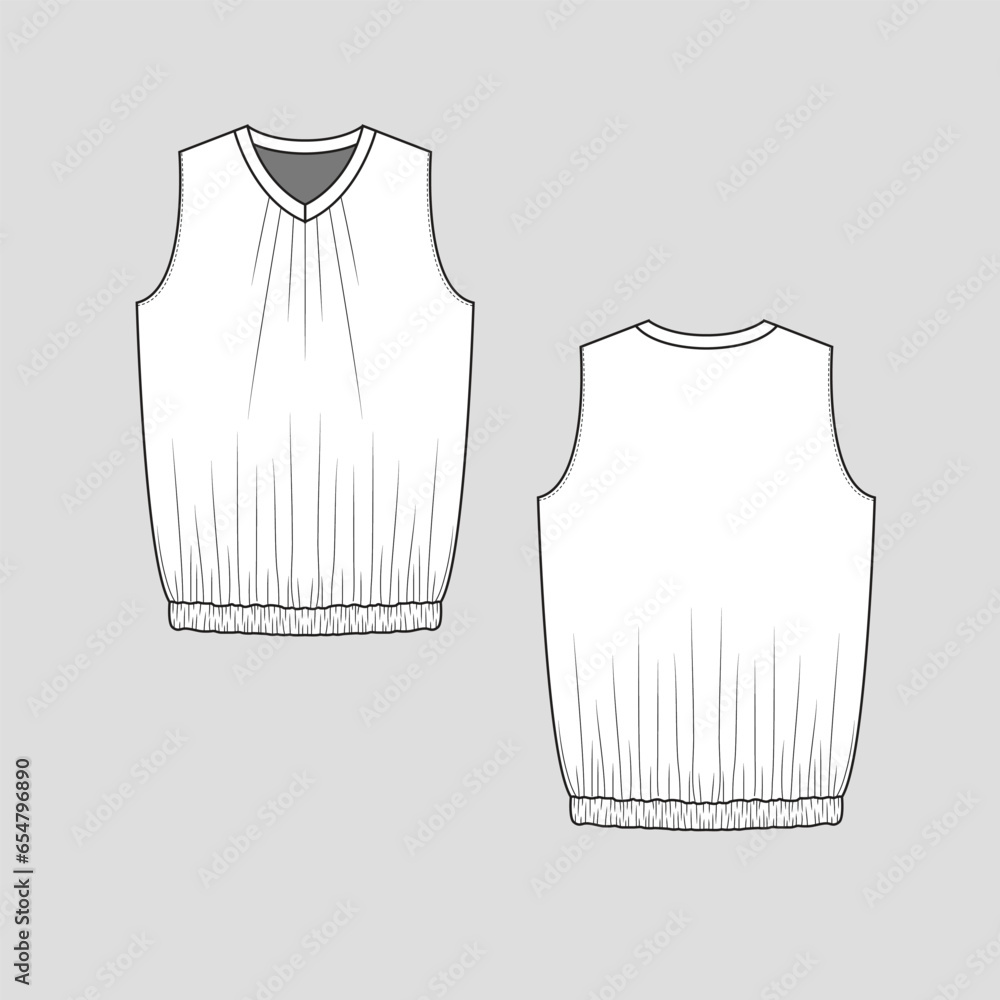 Fashion Sleeveless gathering hem top v neck gathering vest gatherings ...
