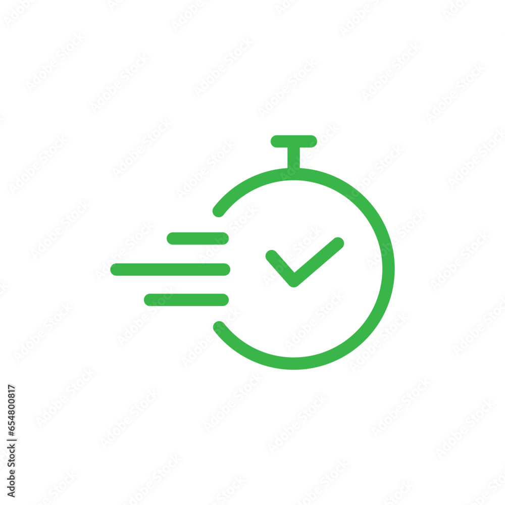 eps10 vector illustration of a line art Time icon design in green color ...