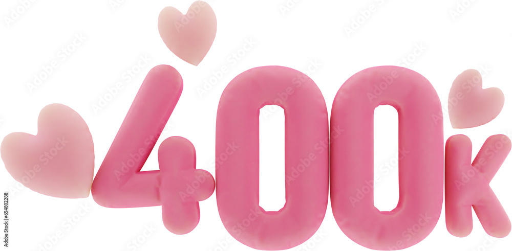 400k Social Media Celebration, 3d render with Inflate Design Stock ...