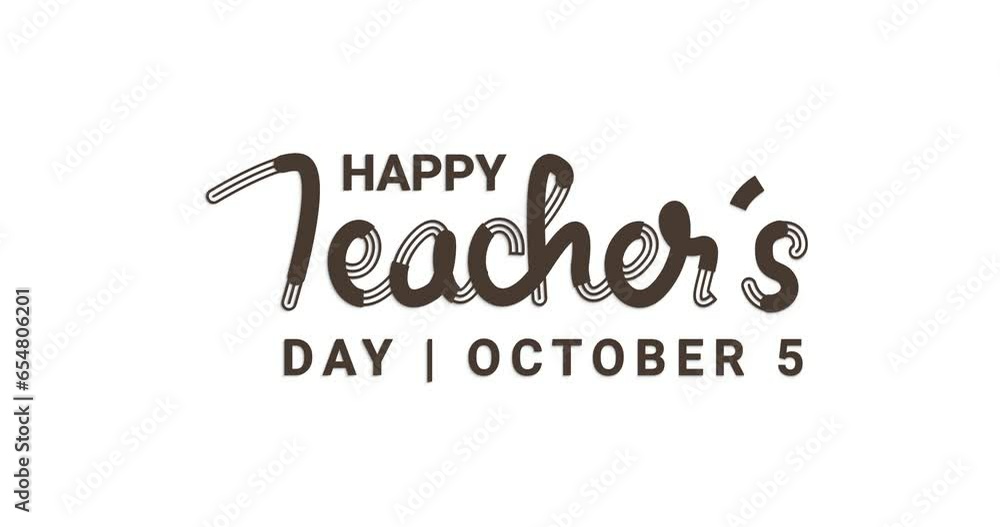 Happy Teachers Day lettering text animation. Handwritten text animated ...