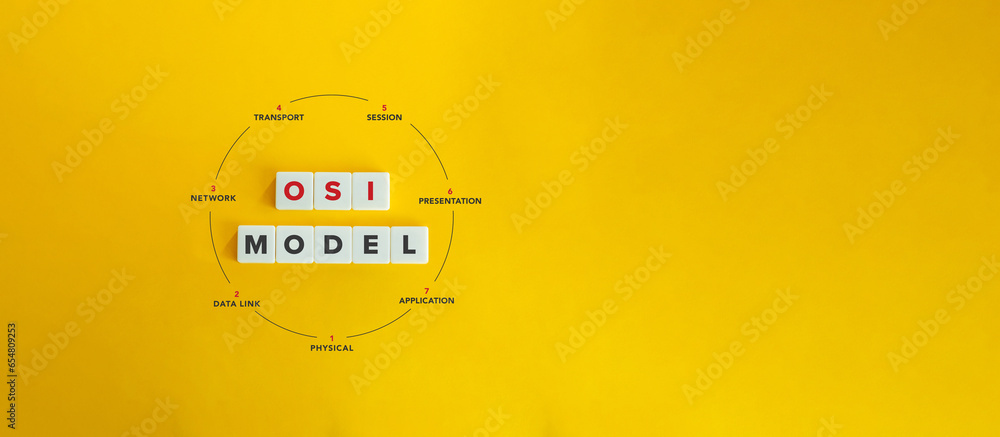 Foto de 7 layers of the OSI model. Diagram and Concept Image. do Stock ...