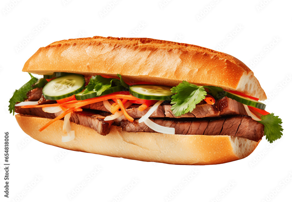 Vietnamese banh mi sandwich on transparent background. Generative AI ...