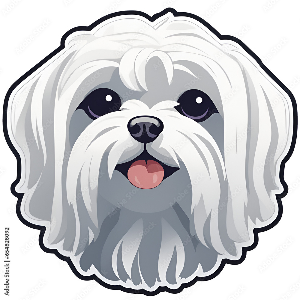 Maltese puppy dog face head logo icon tattoo vector front view isolated ...