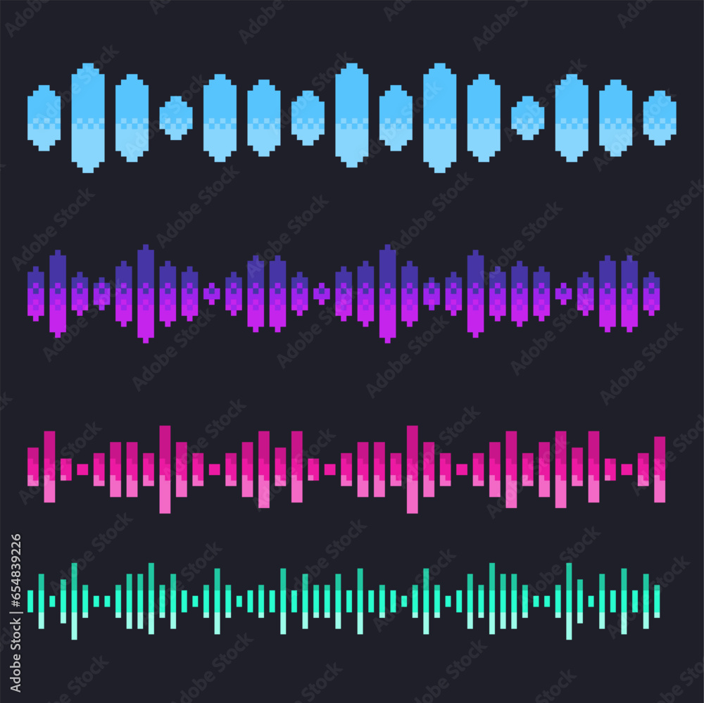 Neon Bright Color Audio Line Visualizer In Variant Template Set, Dark ...