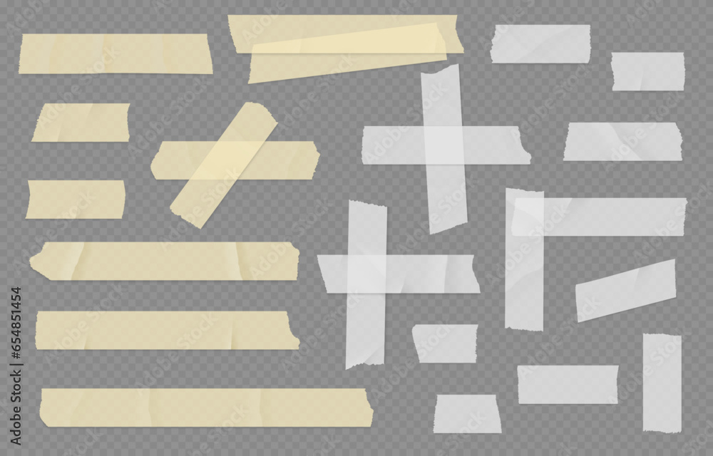 Sticky tape. Paper scotch strip. White adhesive bandage. Stick band ...