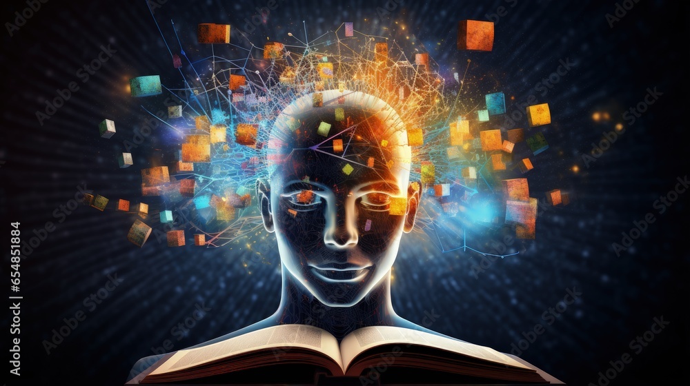 Brain development concept in e learning depicted by abstract pattern of ...