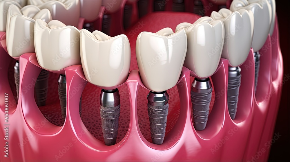 Medically accurate dental 3D illustration of an All on 2 system ...