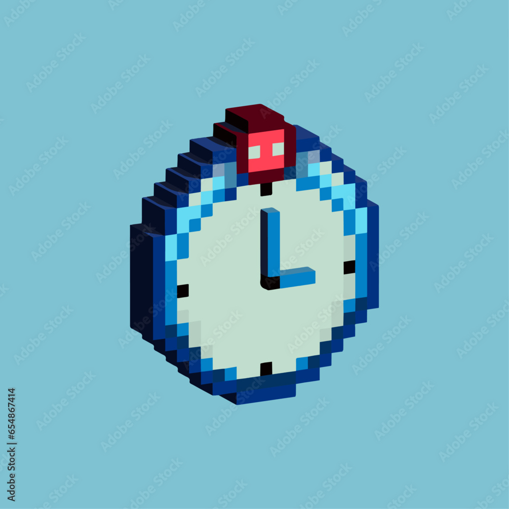 Isometric Pixel art 3d of clock for items asset.Clock on pixelated ...