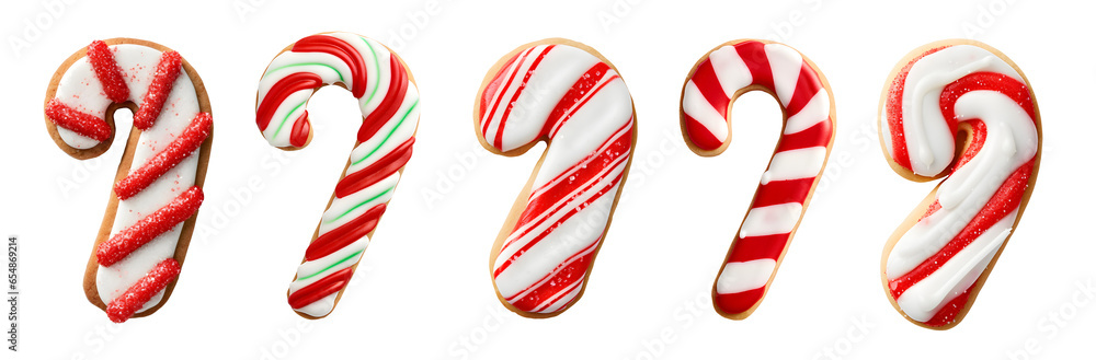Gingerbread candy cane sweet cookie biscuit on transparent background ...