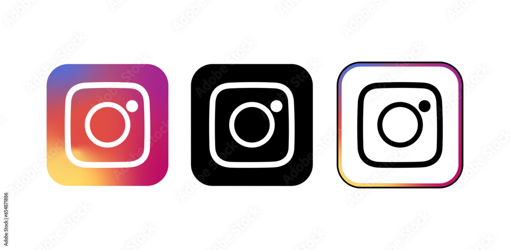 Instagram button icon. Set Instagram social media screen and social ...