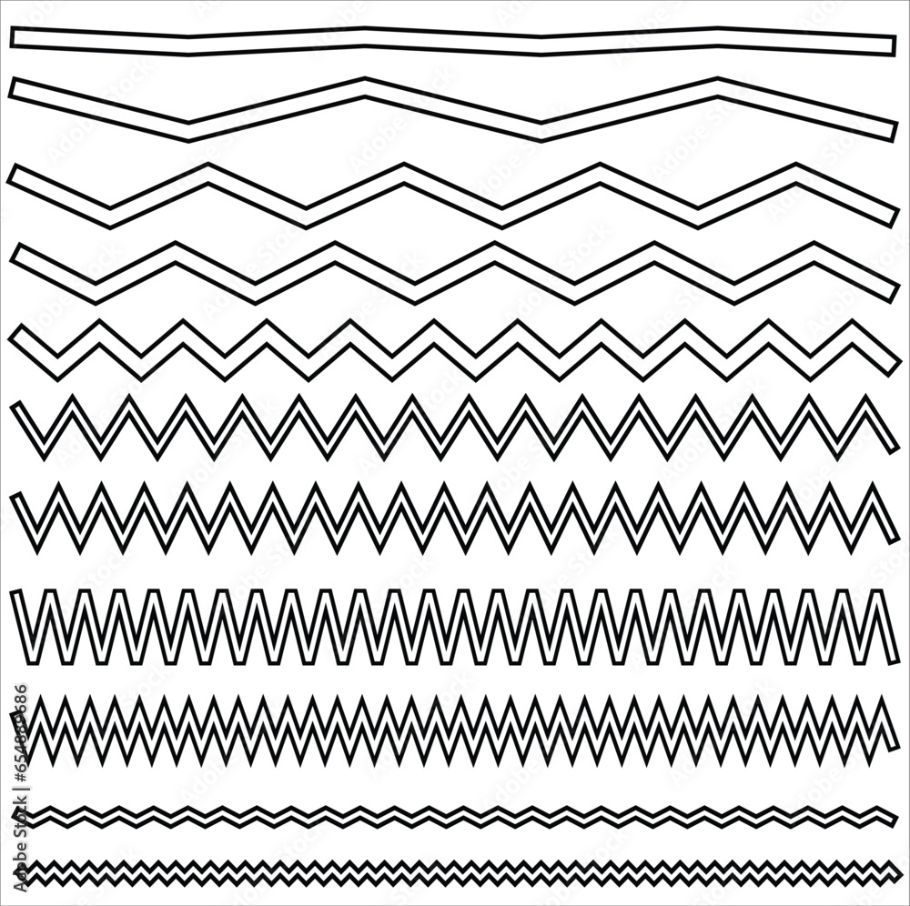 Vector zigzag lines and waves, Squiggle zig zag frame with wiggle ...