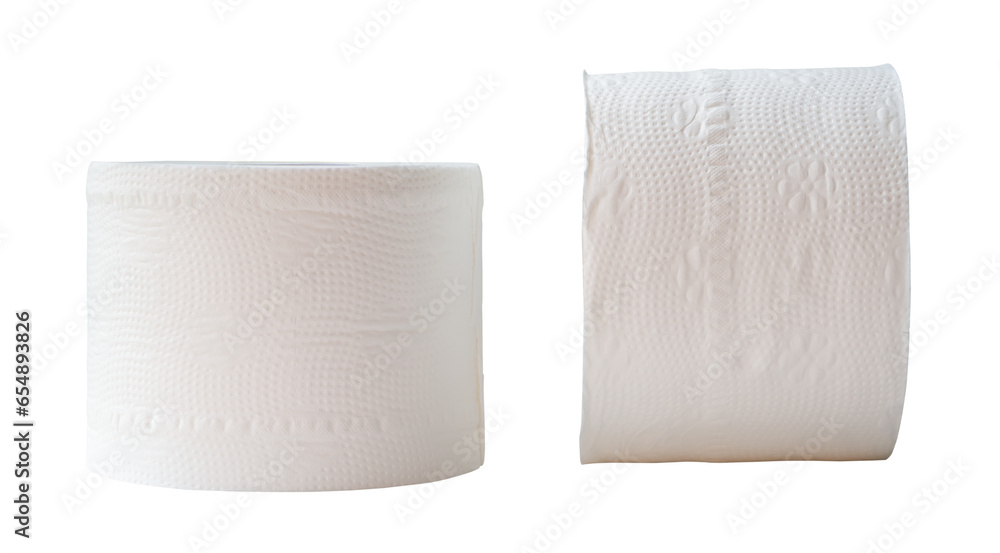 set of two tissue paper rolls isolated on white background with ...