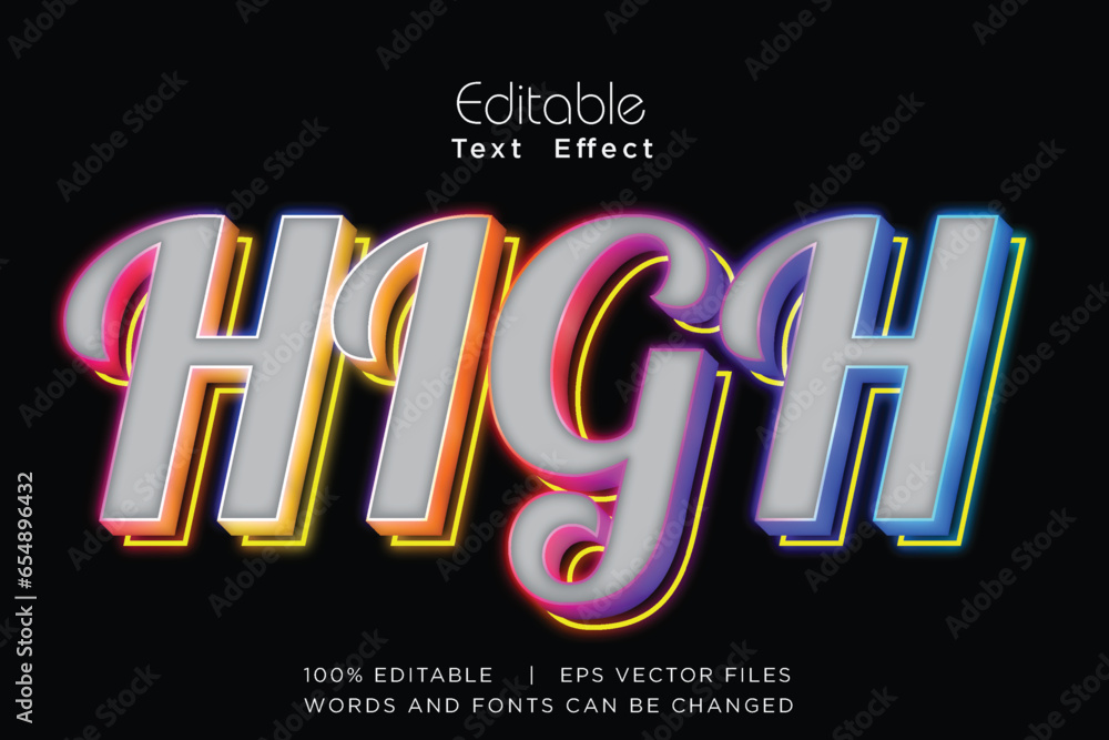 High 3D Text Effect 100 Editable EPS File Word And Font Can be Changed ...
