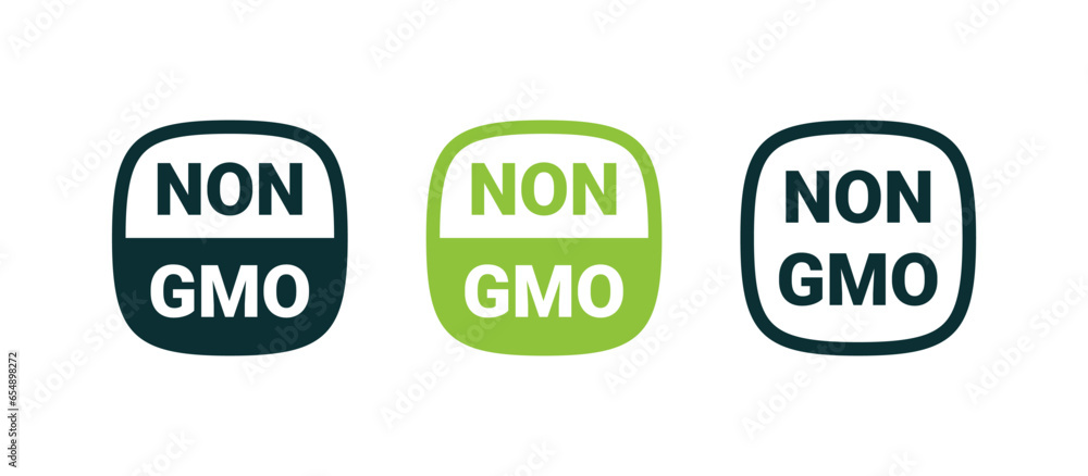 Non GMO food symbols. Non GMO emblems. Natural and organic products ...