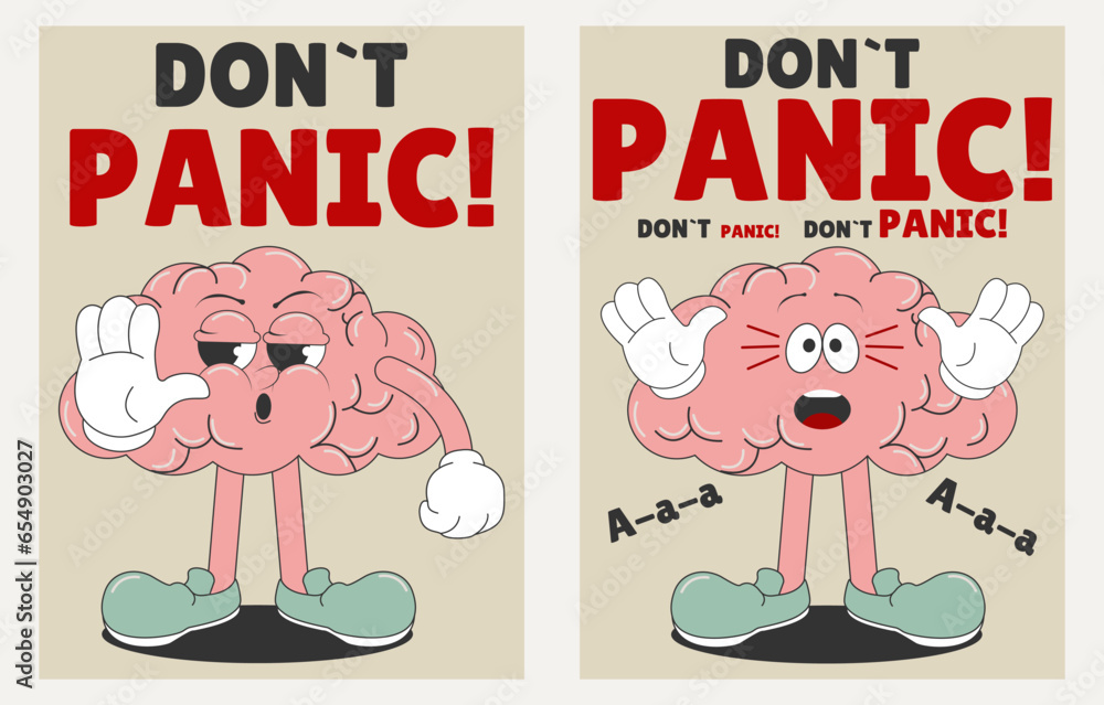 Vetor de Don't panic! Mental Health Day. A set of posters with a ...