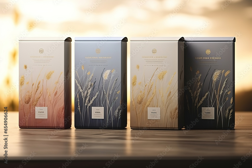packaging for a line of premium tea blends, using calming colors and ...