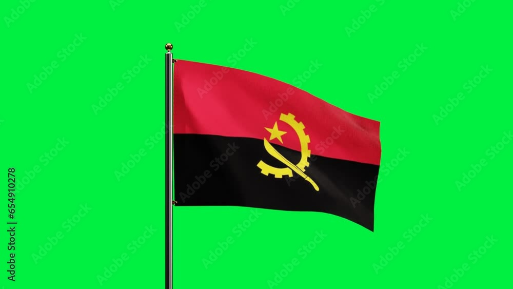 3D Rendered Angola National Flag Waving Animation with Realistic Wind ...