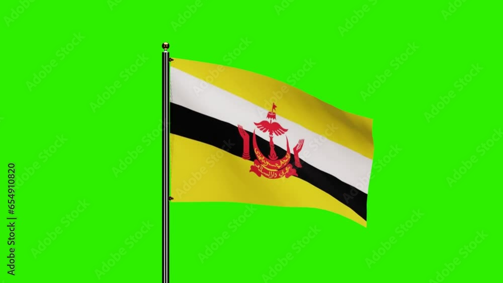 3D Rendered Brunei National Flag Waving Animation with Realistic Wind ...