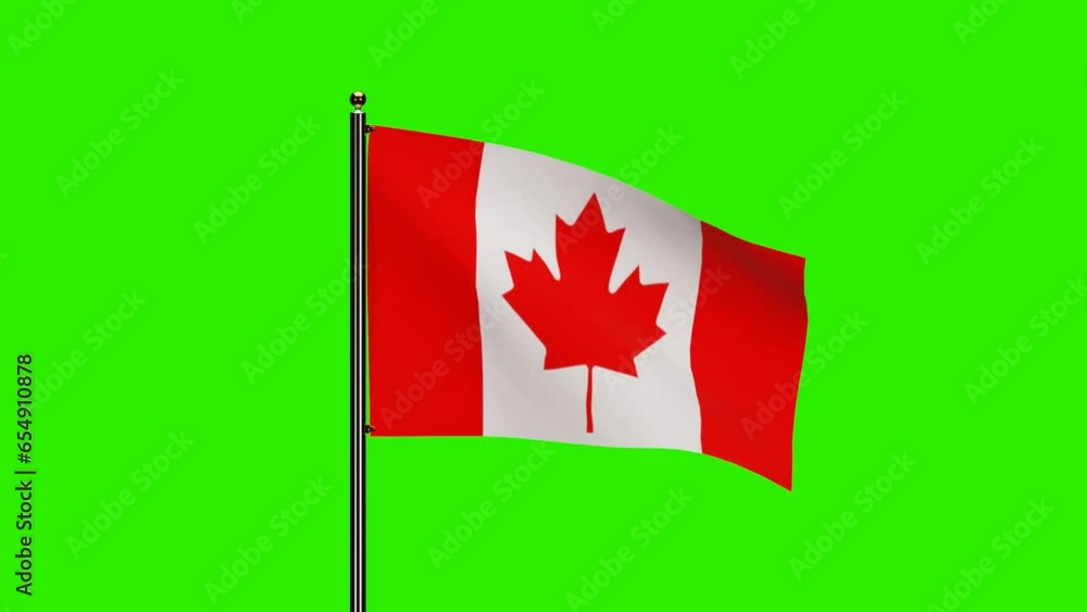 3D Rendered Canada National Flag Waving Animation with Realistic Wind ...