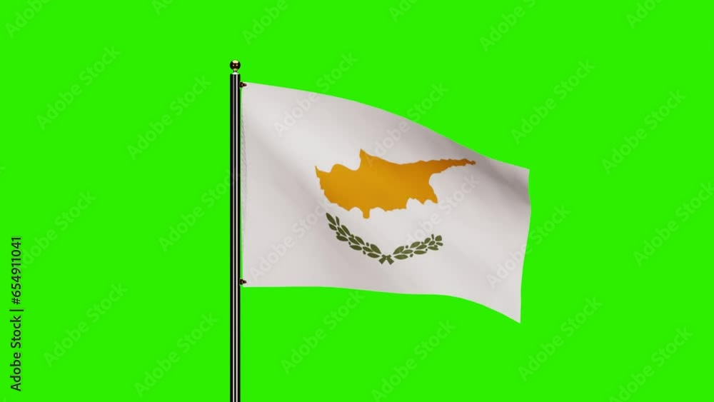 3D Rendered Cyprus National Flag Waving Animation with Realistic Wind ...