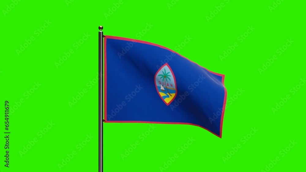 3D Rendered Guam National Flag Waving Animation with Realistic Wind Motion, National flag of ...