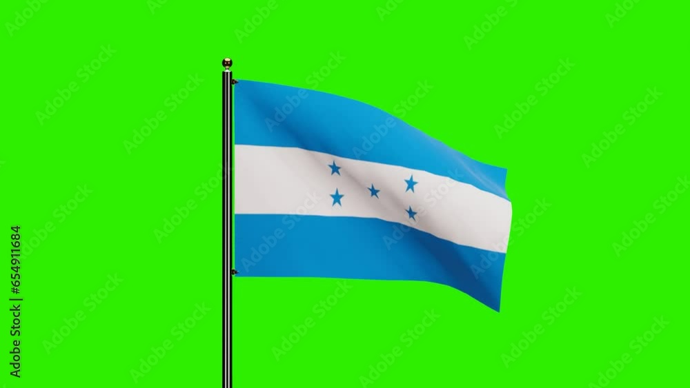 3D Rendered Honduras National Flag Waving Animation with Realistic Wind ...