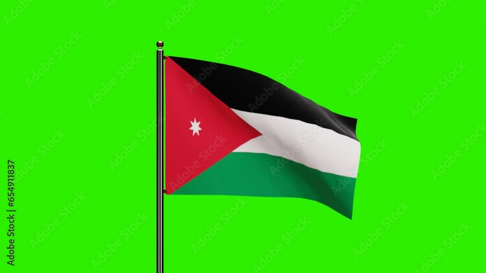 3D Rendered Jordan National Flag Waving Animation with Realistic Wind ...