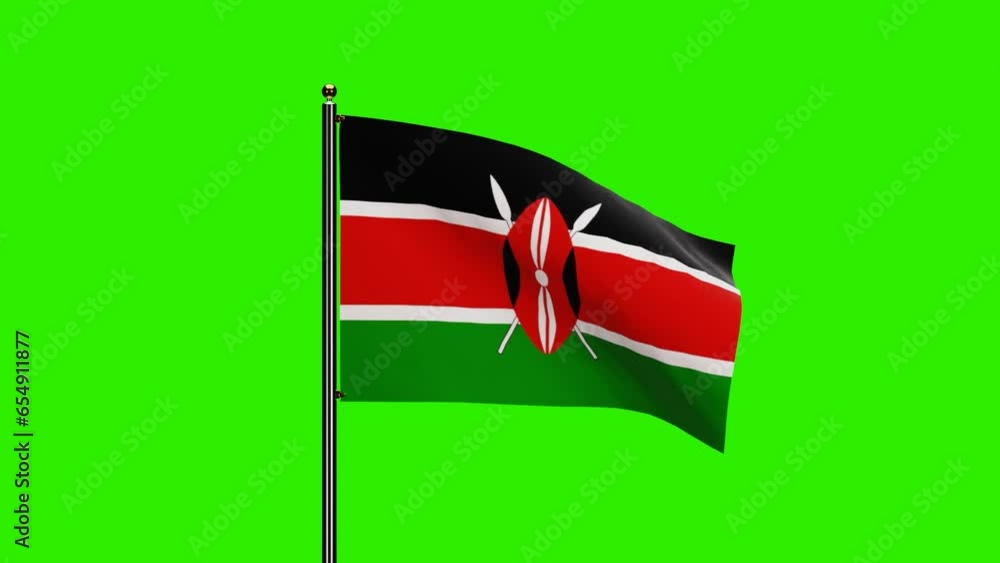 3D Rendered Kenya National Flag Waving Animation with Realistic Wind ...