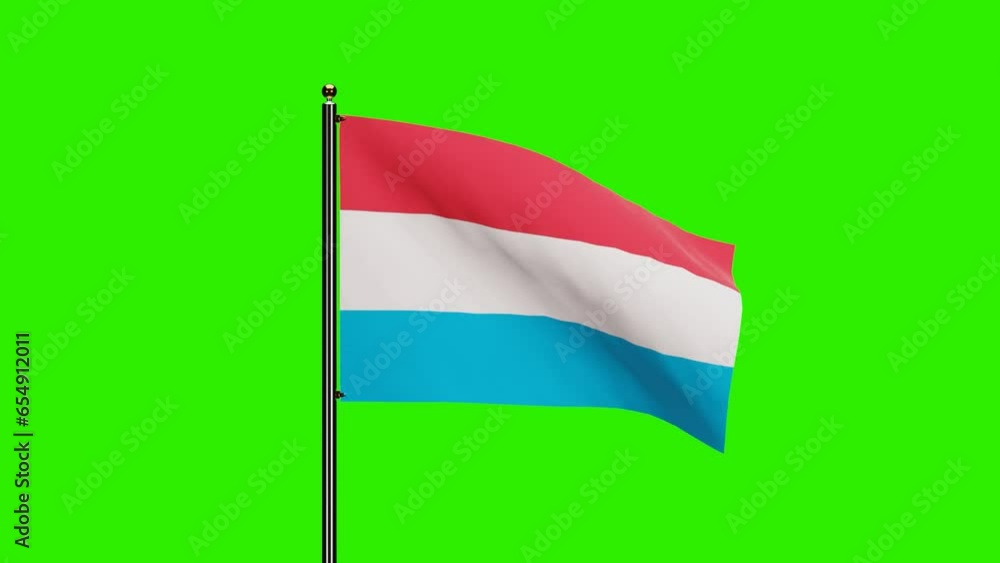 3D Rendered Luxembourg National Flag Waving Animation with Realistic Wind Motion, National flag ...