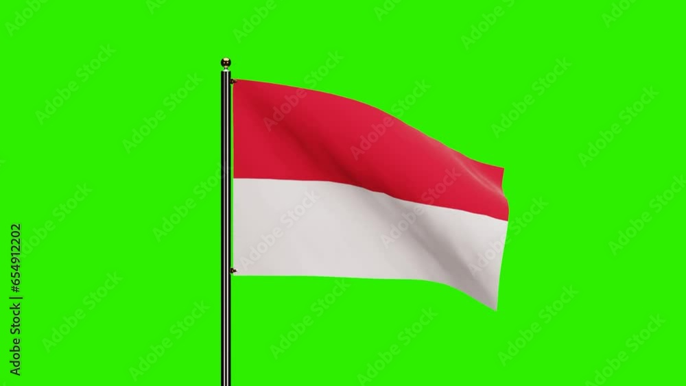 3D Rendered Monaco National Flag Waving Animation with Realistic Wind ...