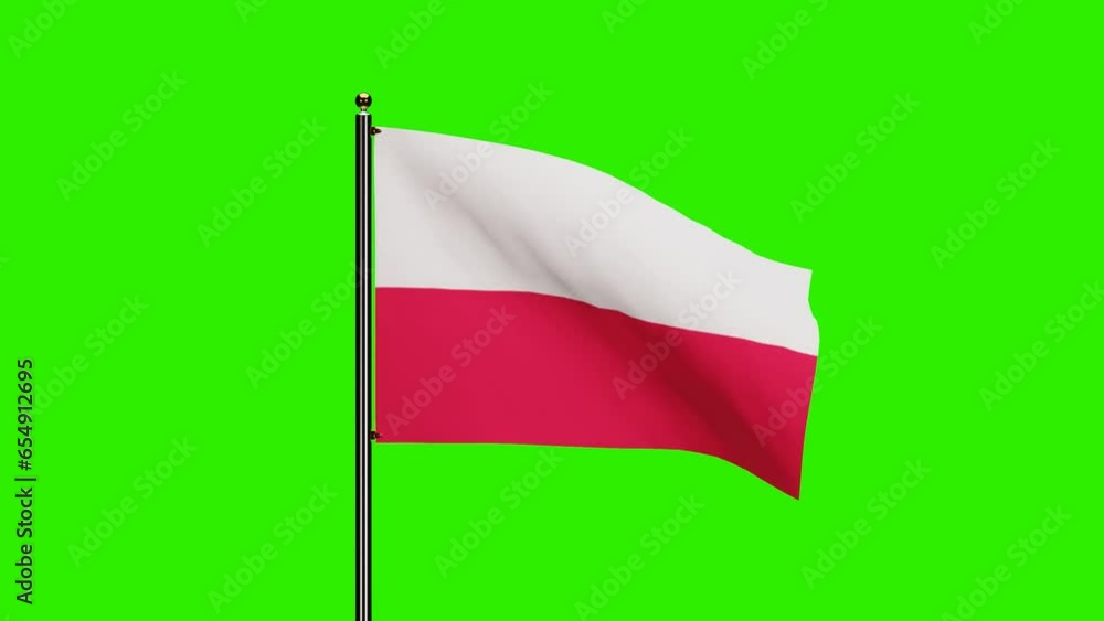 3D Rendered Poland National Flag Waving Animation with Realistic Wind ...