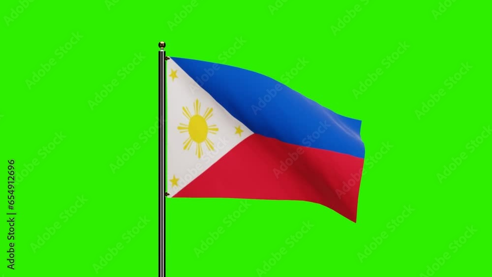 3D Rendered Philippines National Flag Waving Animation with Realistic ...
