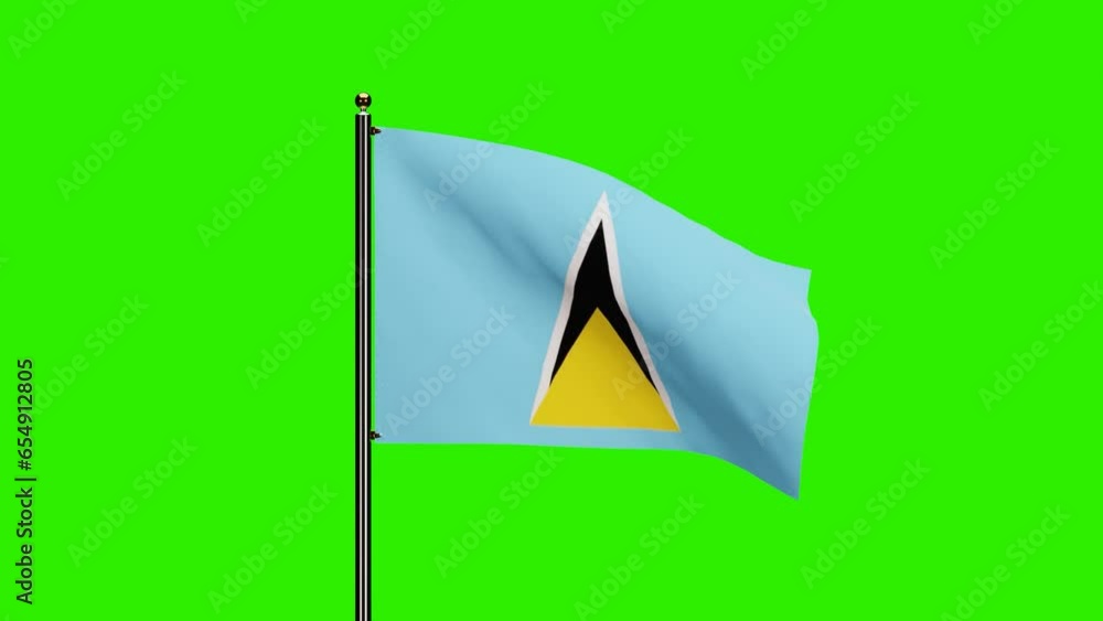 3D Rendered Saint Lucia National Flag Waving Animation with Realistic ...